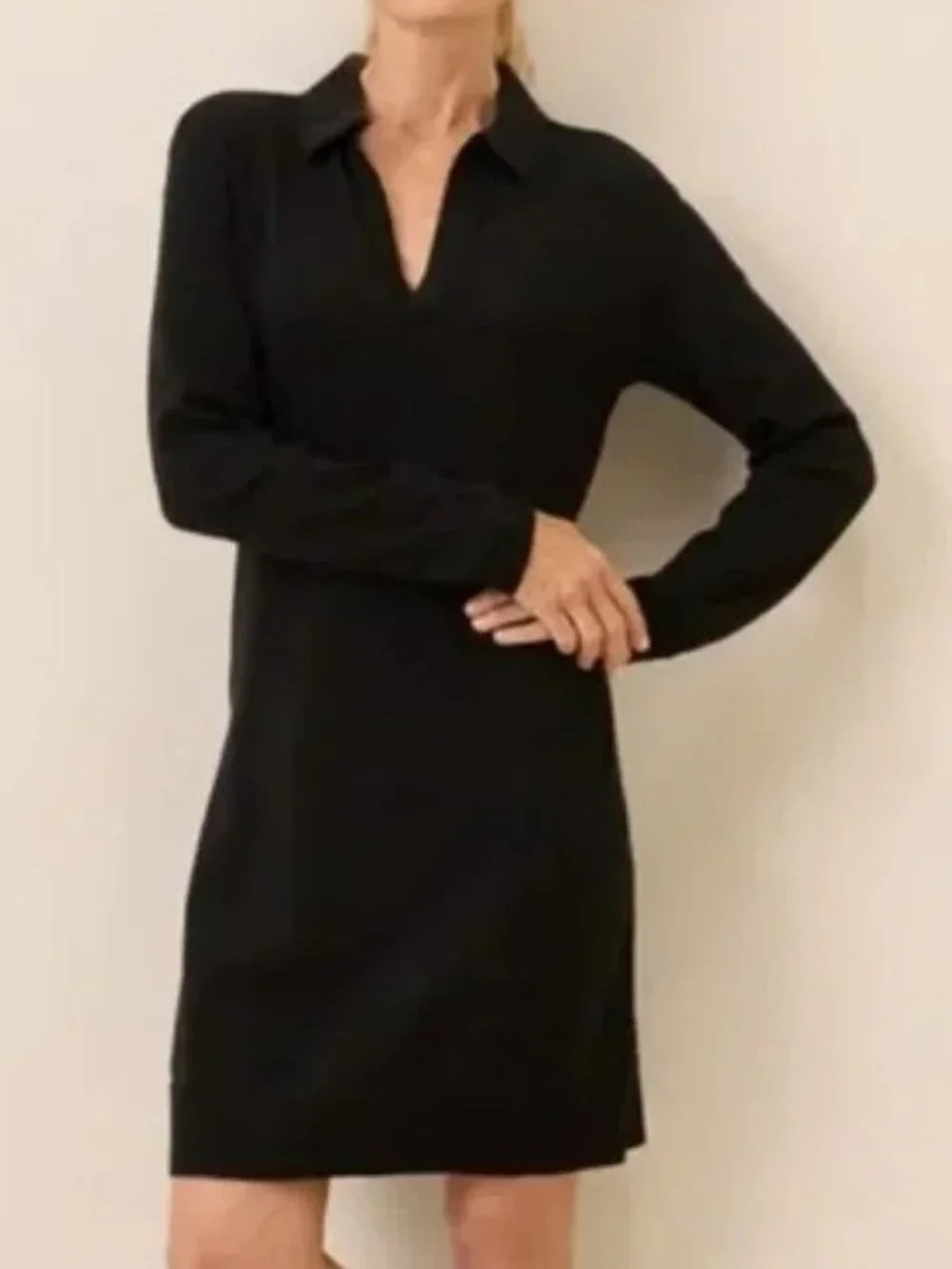 Pact | Dresses | Pact Classic Fine Knit Collared Sweater Dress Black ...